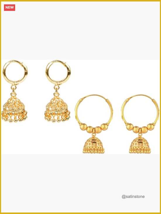 Jewelry | Traditional Indian Jhumka Hoop Earrings Set For Women Bridal ...